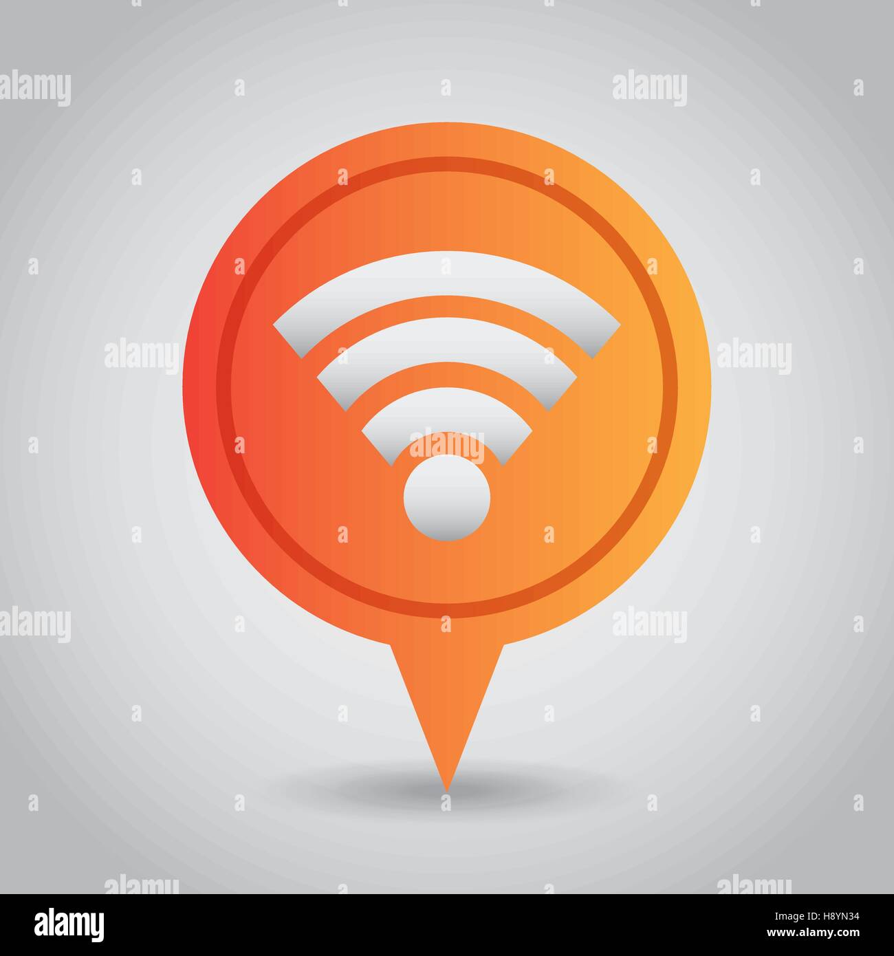 orange pin with wireless icon inside over white background. vector ...
