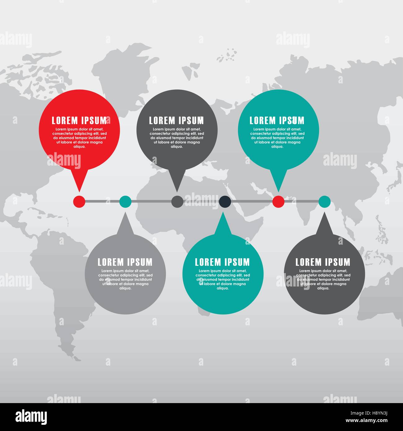 colorful infographic template presentation with world map background ...