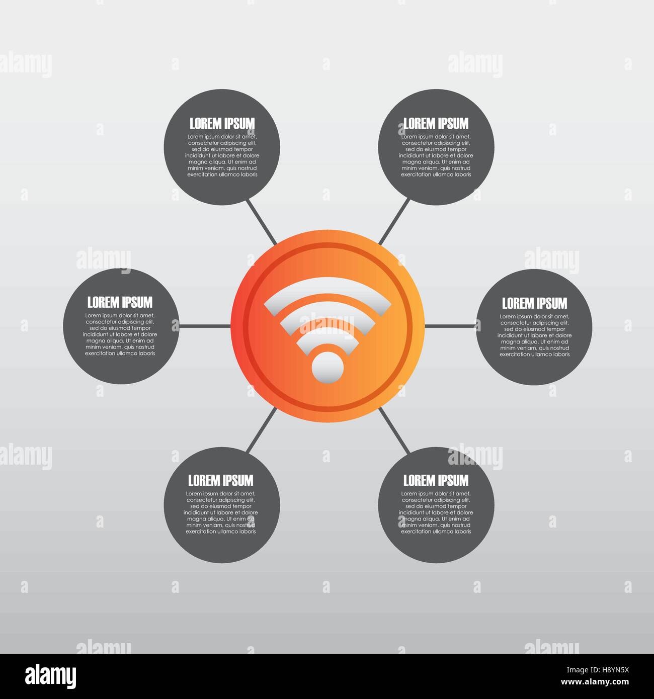 infographic presentation template with wireless icon. colorful design ...