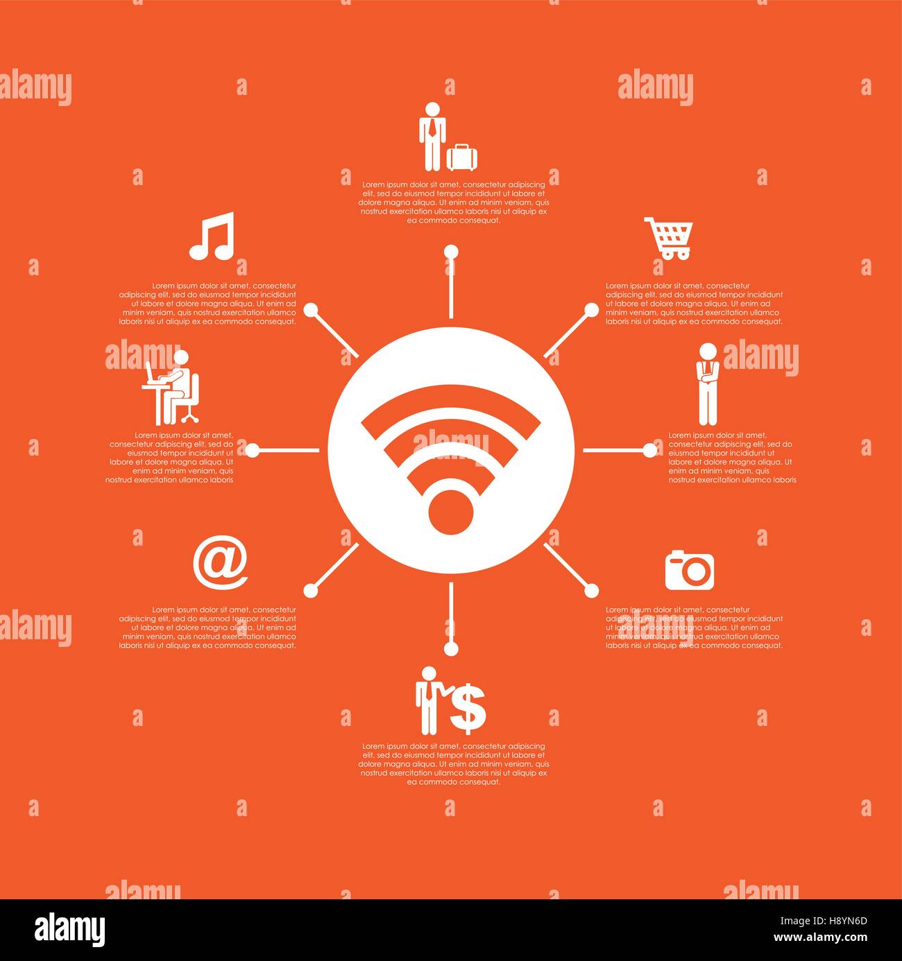 infographic presentation template with business and network icons over ...