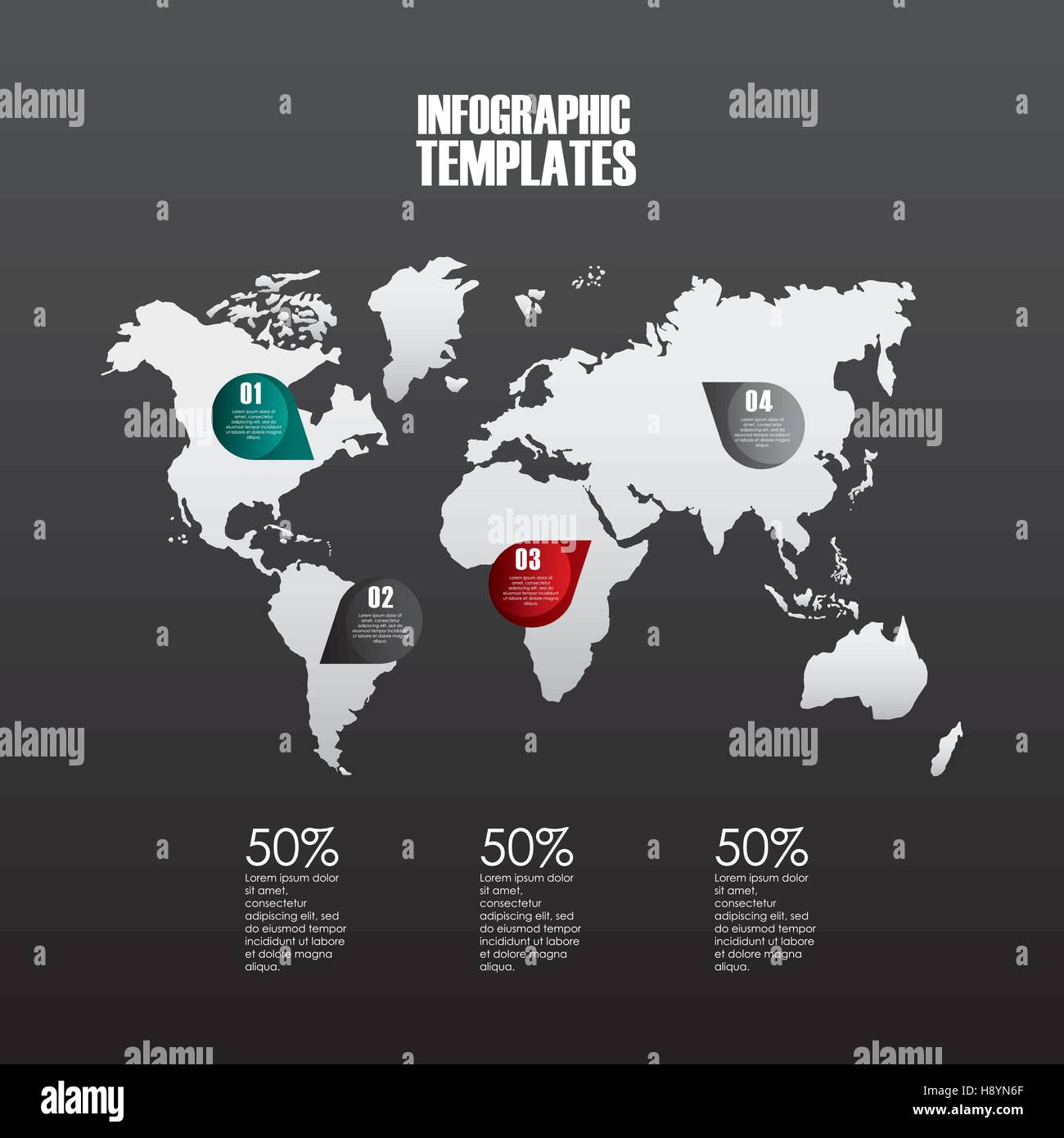 infographic presentation template with world map icon. colorful design ...