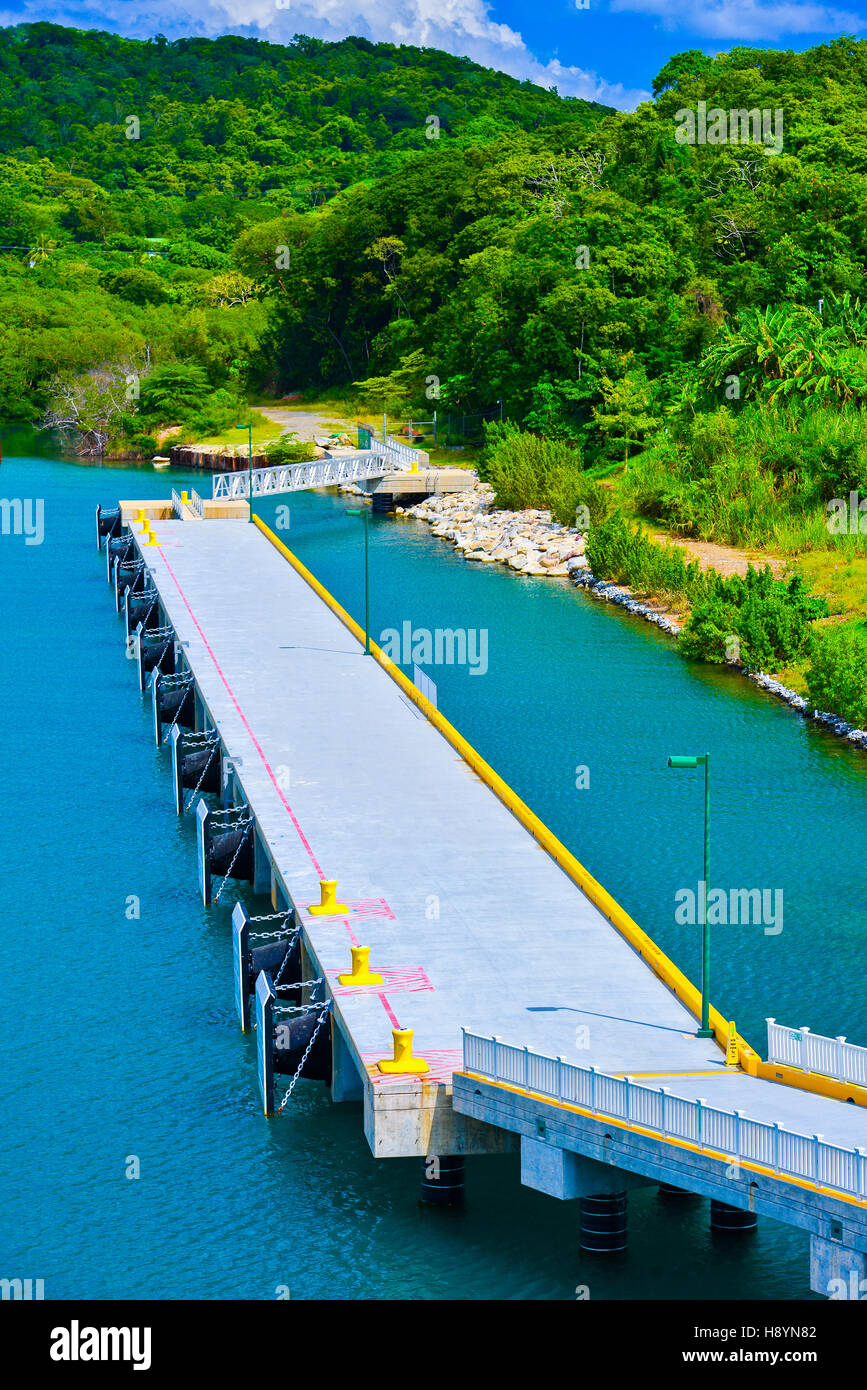 Pontoon dock for boats in natural light Stock Photo - Alamy