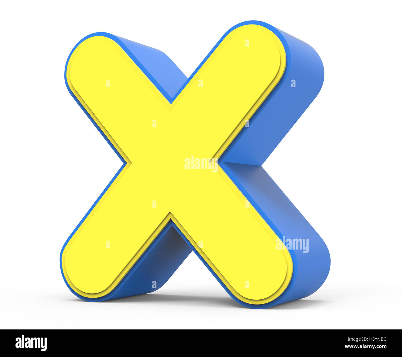 right leaning 3d rendering cute yellow letter X isolated white ...