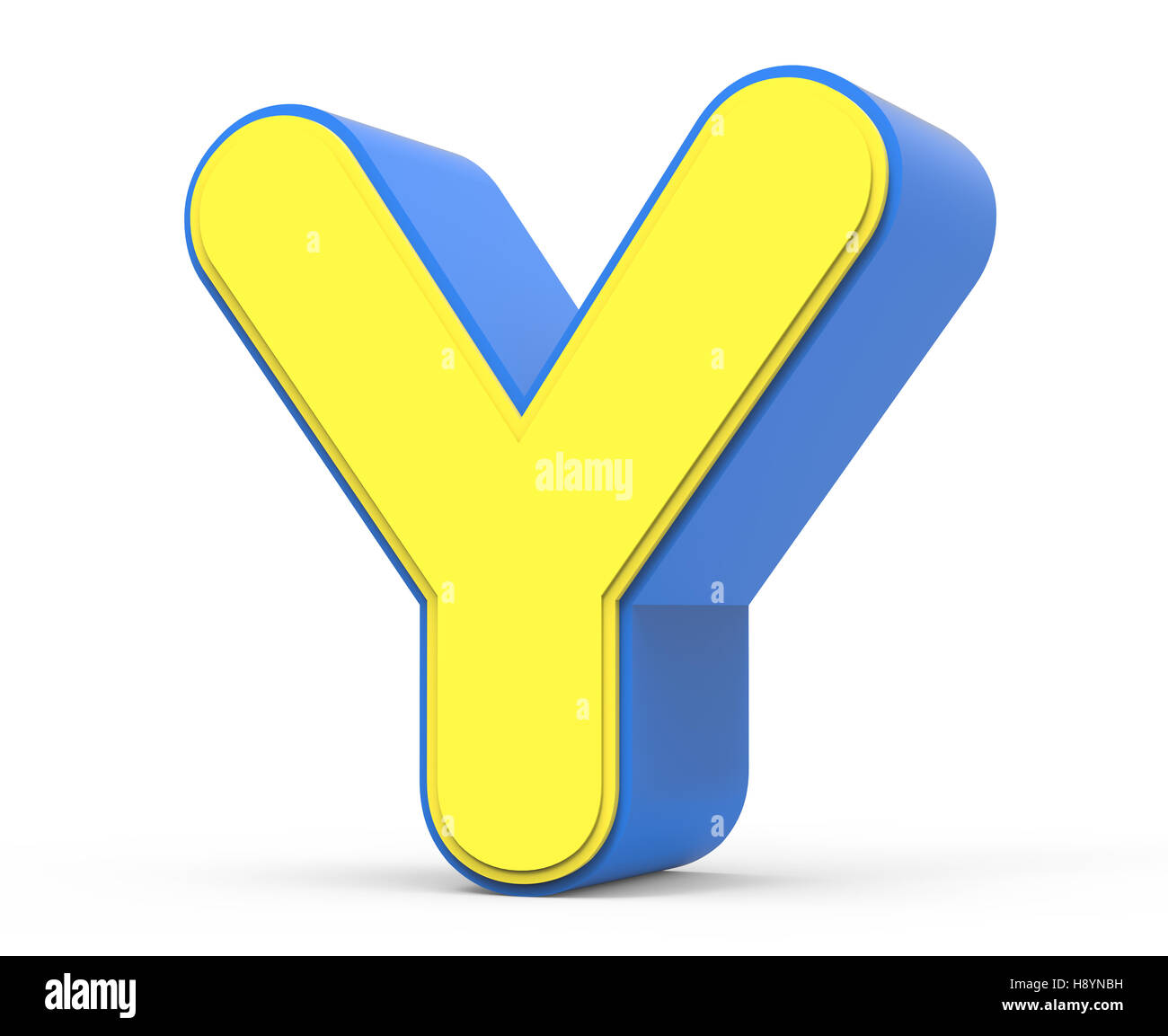 right leaning 3d rendering cute yellow letter Y isolated white ...
