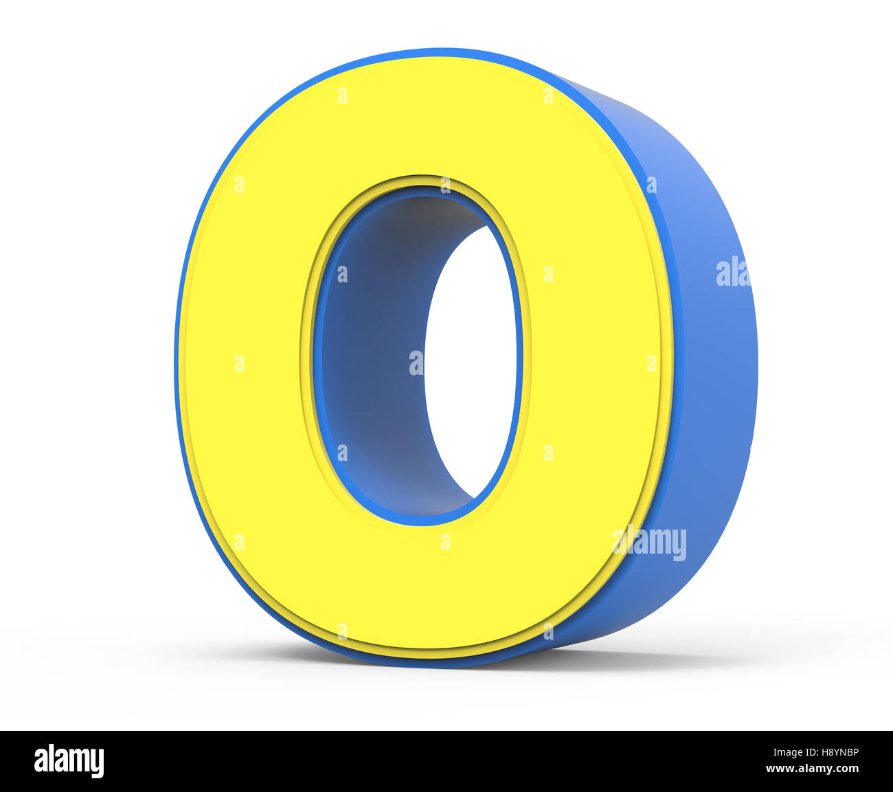 right leaning 3d rendering cute yellow number 0 isolated white ...