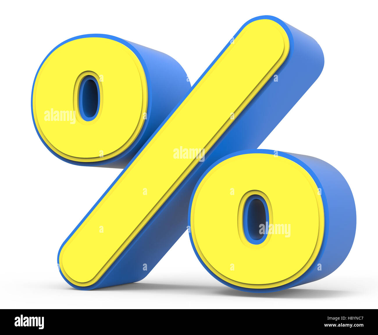 cute yellow percentage sign, yellow sign with blue frame, toylike sign ...