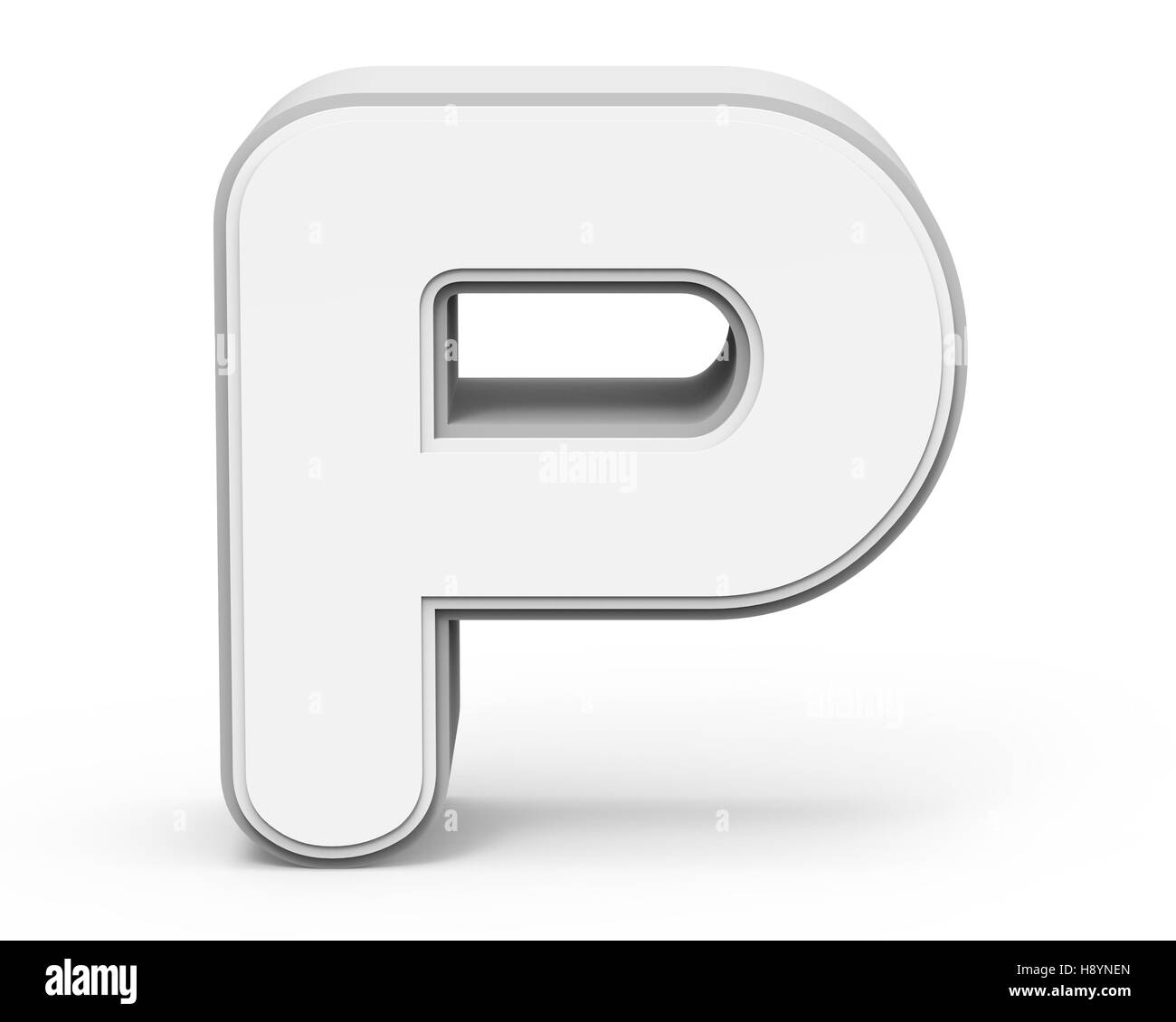 white letter P, 3D rendering graphic isolated on white background Stock ...
