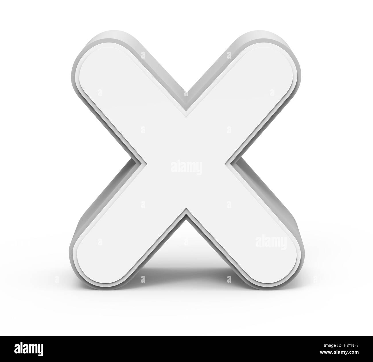 white letter X, 3D rendering graphic isolated on white background Stock ...