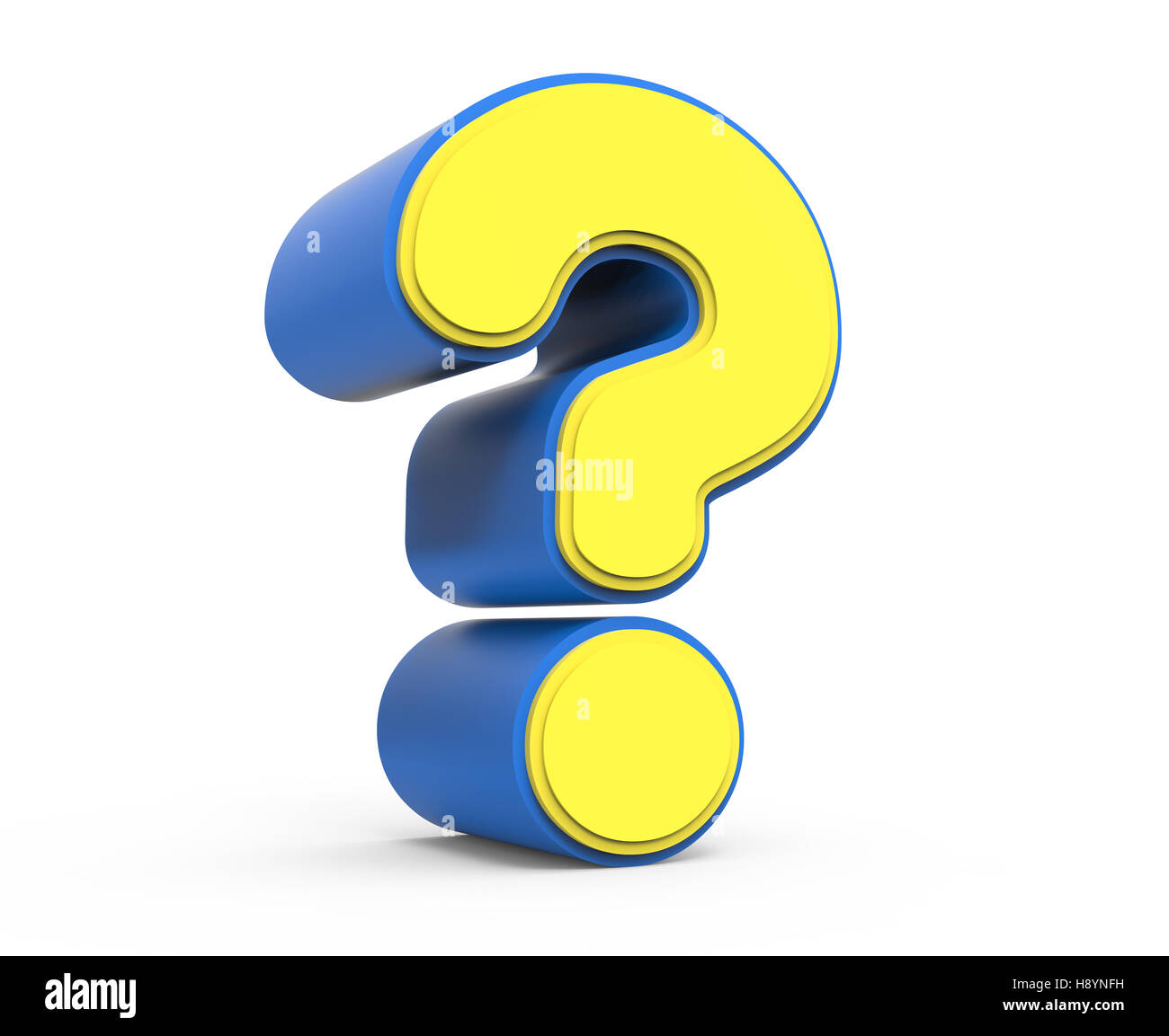 cute yellow question mark, yellow sign with blue frame, toylike sign ...