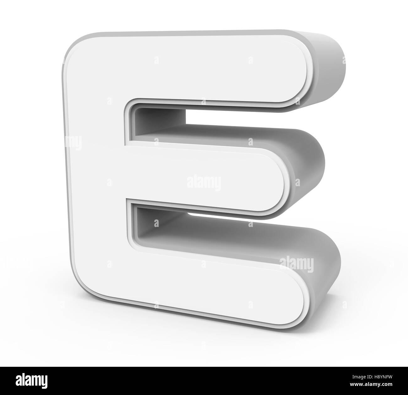 right tilt white letter E, 3D rendering graphic isolated on white ... right tilt white letter E, 3D rendering graphic isolated on white ...