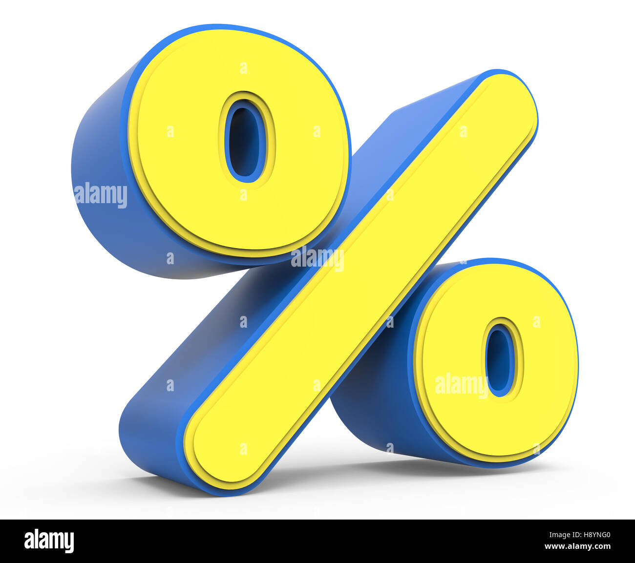 cute yellow percentage sign, yellow sign with blue frame, toylike sign ...