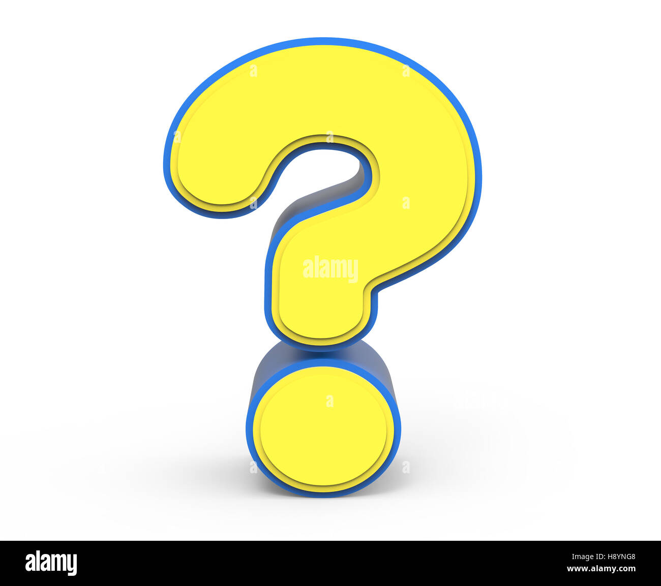 cute yellow question mark, yellow sign with blue frame, toylike sign ...