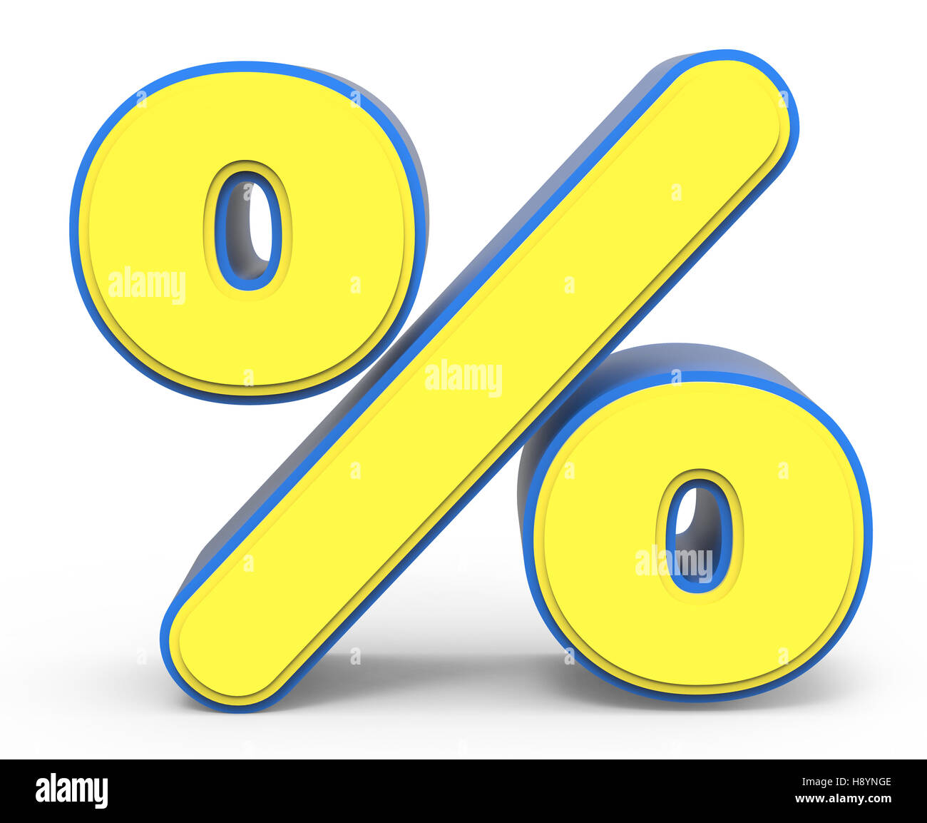 cute yellow percentage sign, yellow sign with blue frame, toylike sign ...