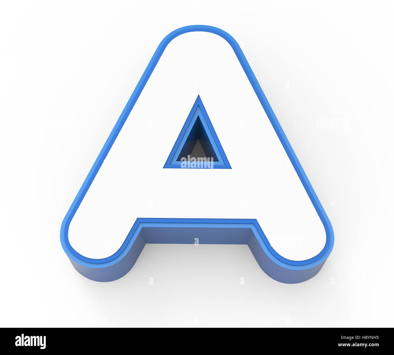 blue framed white letter A, 3D rendering graphic isolated on white ...