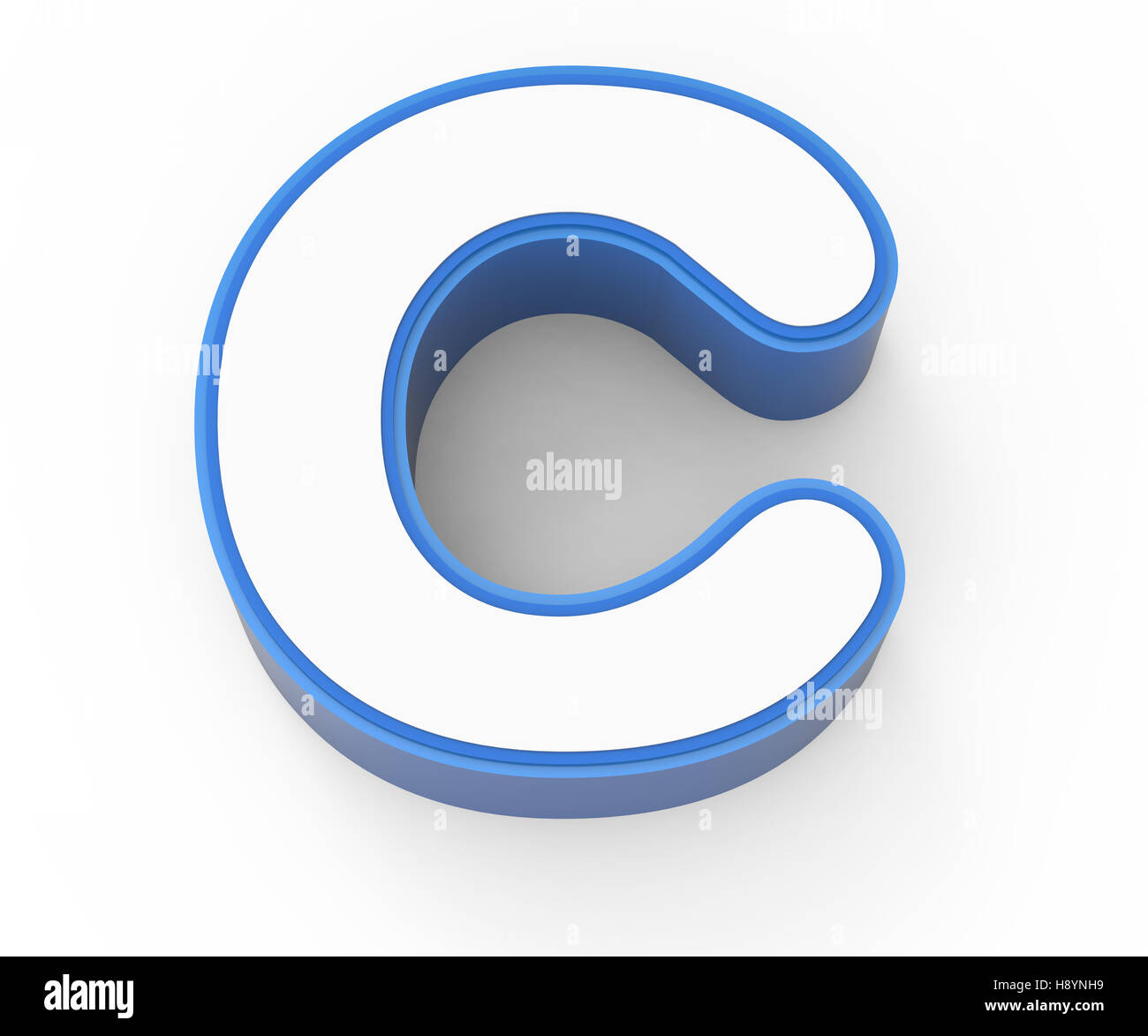 blue framed white letter C, 3D rendering graphic isolated on white ...