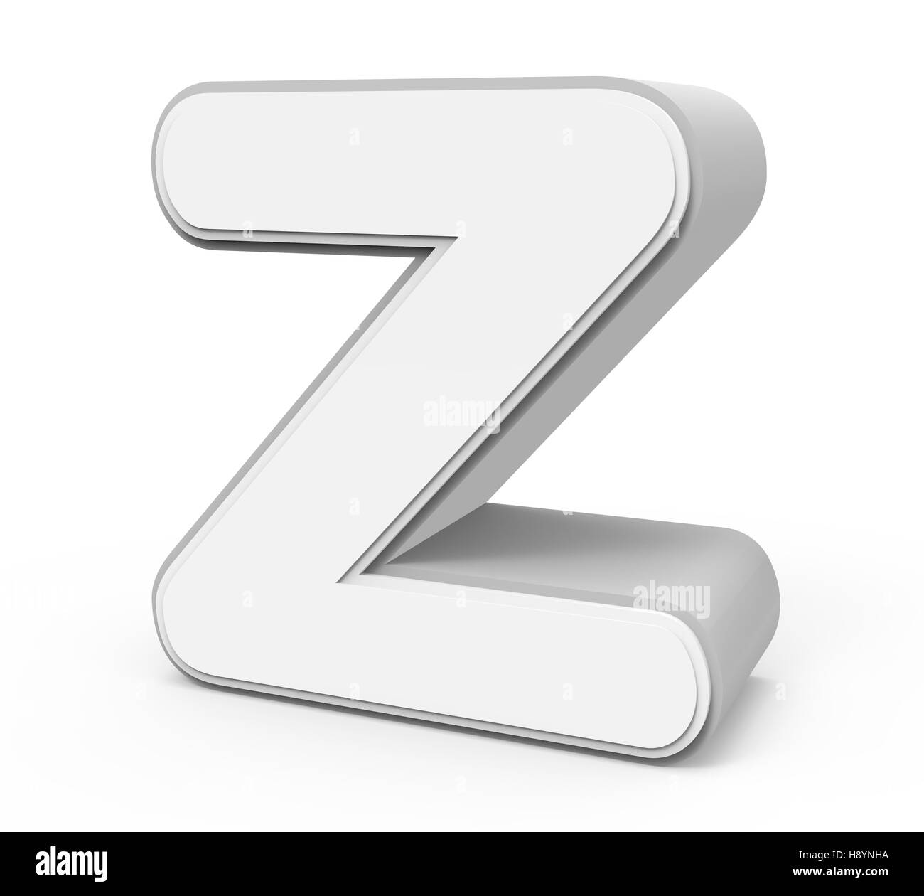 right tilt white letter Z, 3D rendering graphic isolated on white ...