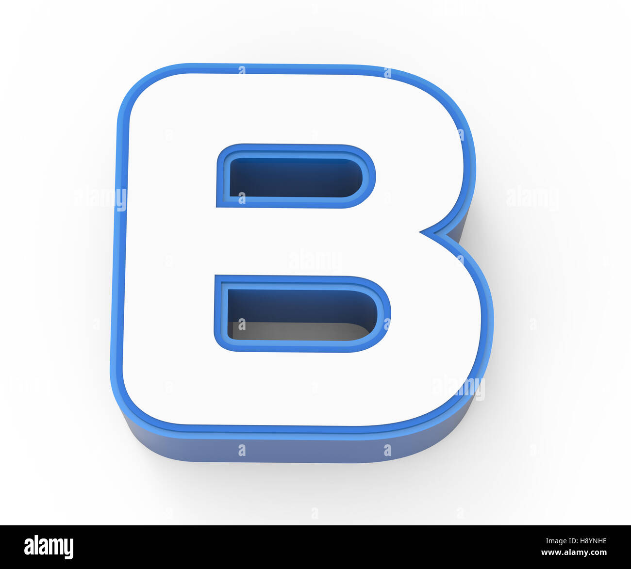 blue framed white letter B, 3D rendering graphic isolated on white ...