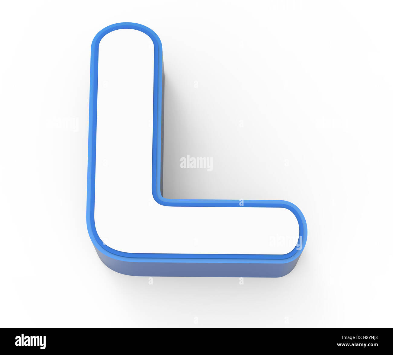 blue framed white letter L, 3D rendering graphic isolated on white ...
