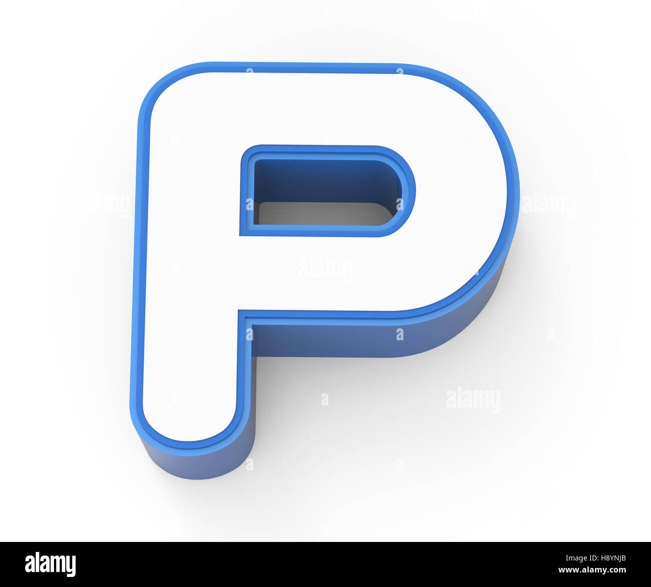 blue framed white letter P, 3D rendering graphic isolated on white ...