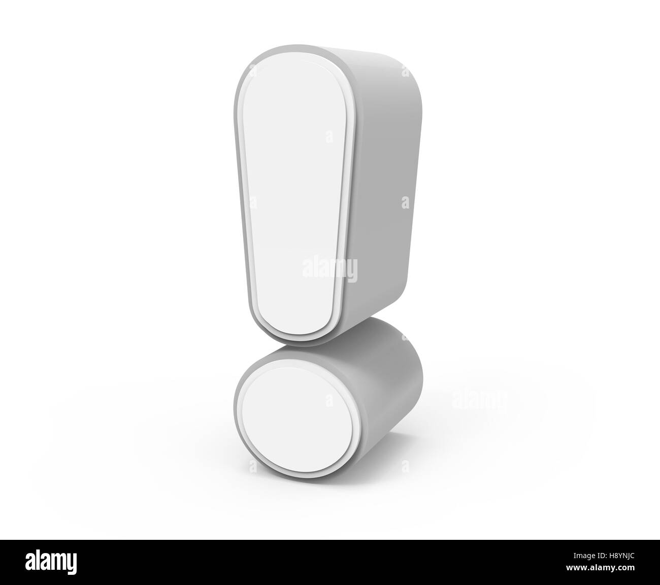 right tilt white exclamation mark, 3D rendering graphic isolated on ...