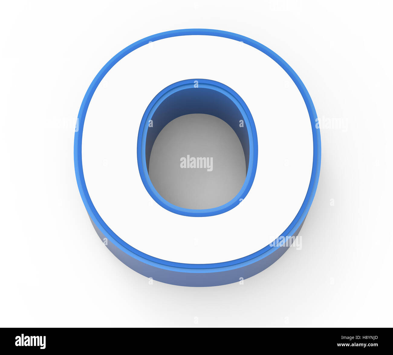 blue framed white letter O, 3D rendering graphic isolated on white ...