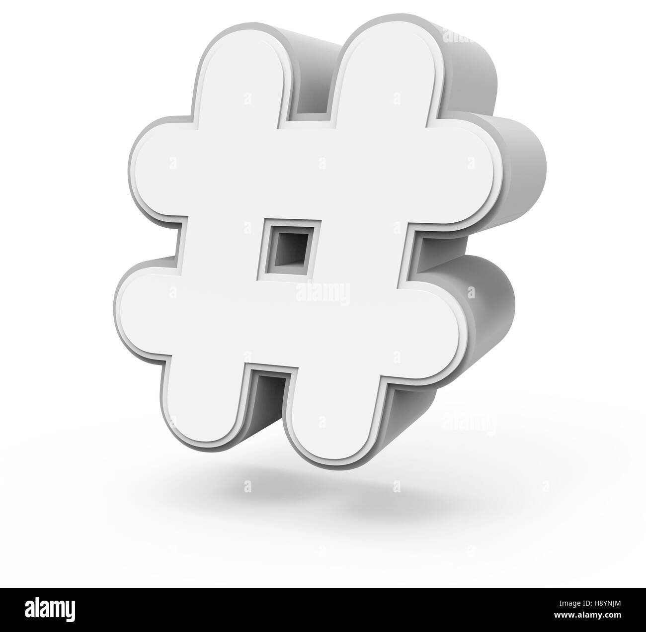 right tilt white hashtag mark, 3D rendering graphic isolated on white ...
