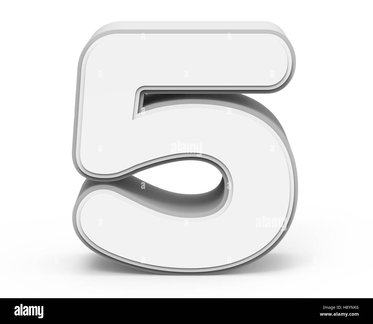white number 5, 3D rendering graphic isolated on white background Stock ...