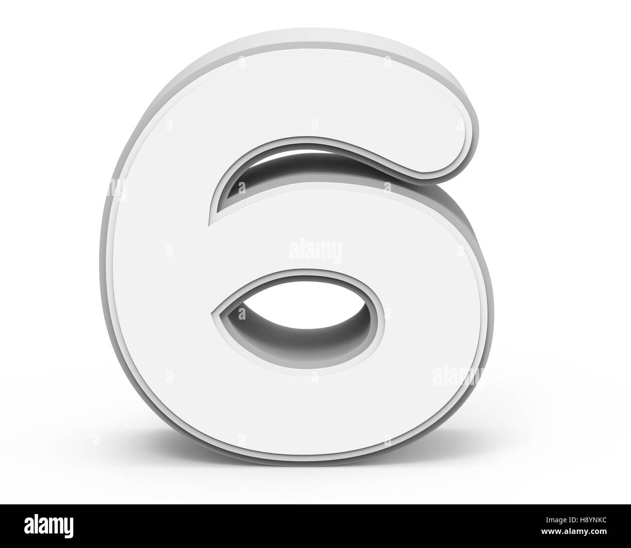 white number 6, 3D rendering graphic isolated on white background Stock ...
