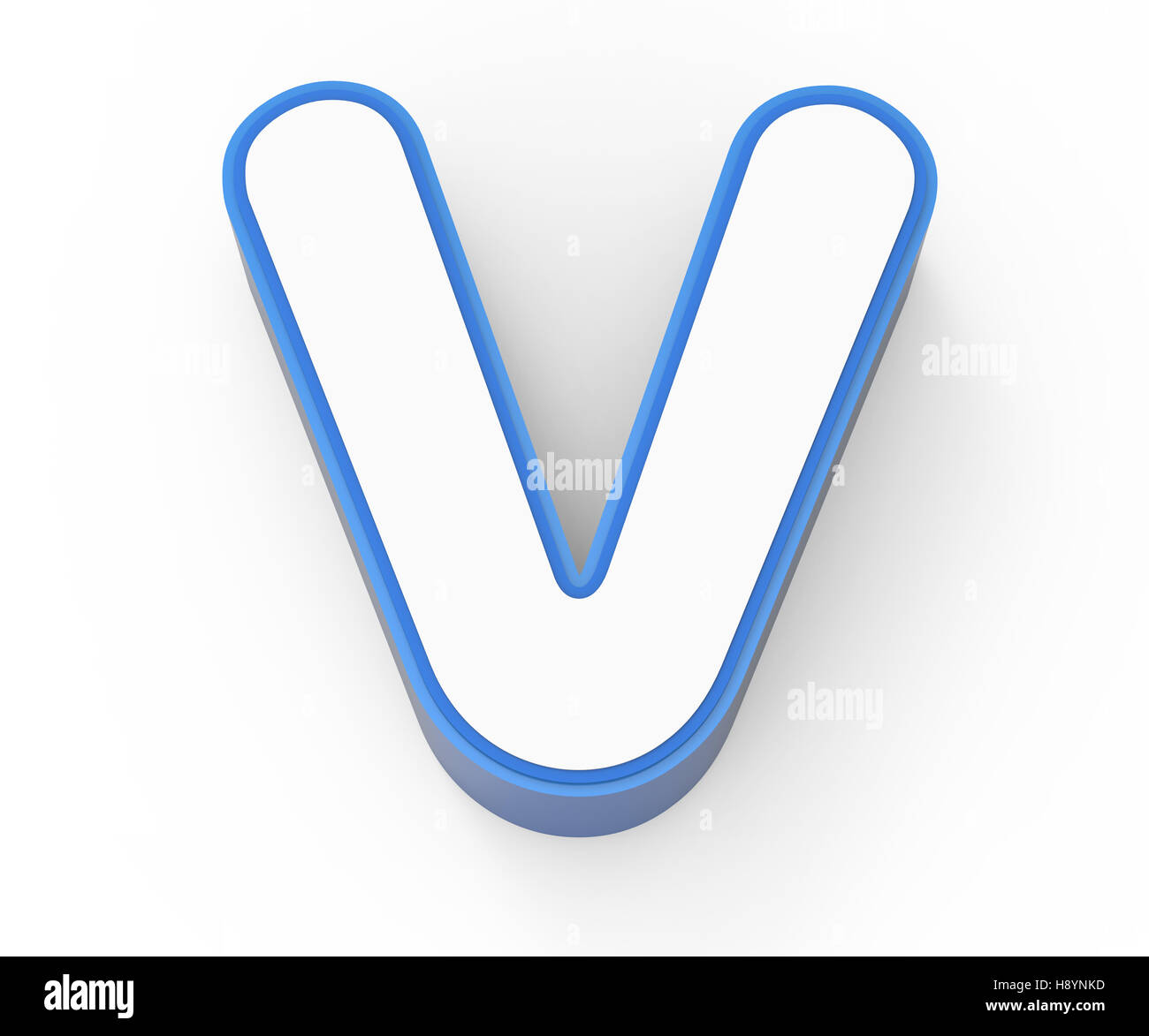 blue framed white letter V, 3D rendering graphic isolated on white ...