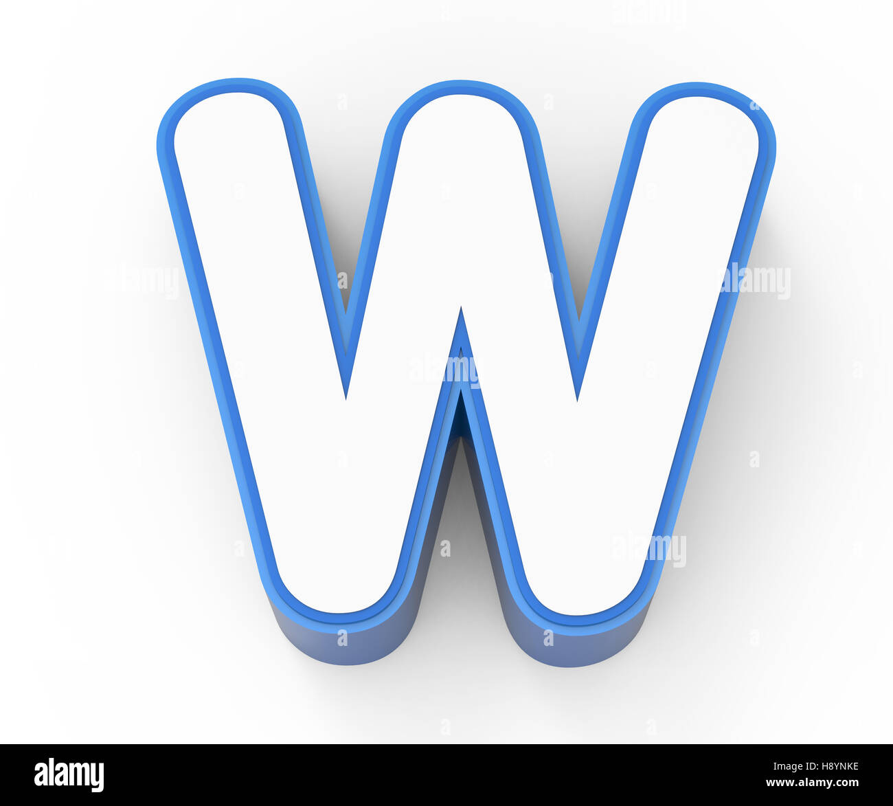 blue framed white letter W, 3D rendering graphic isolated on white ...