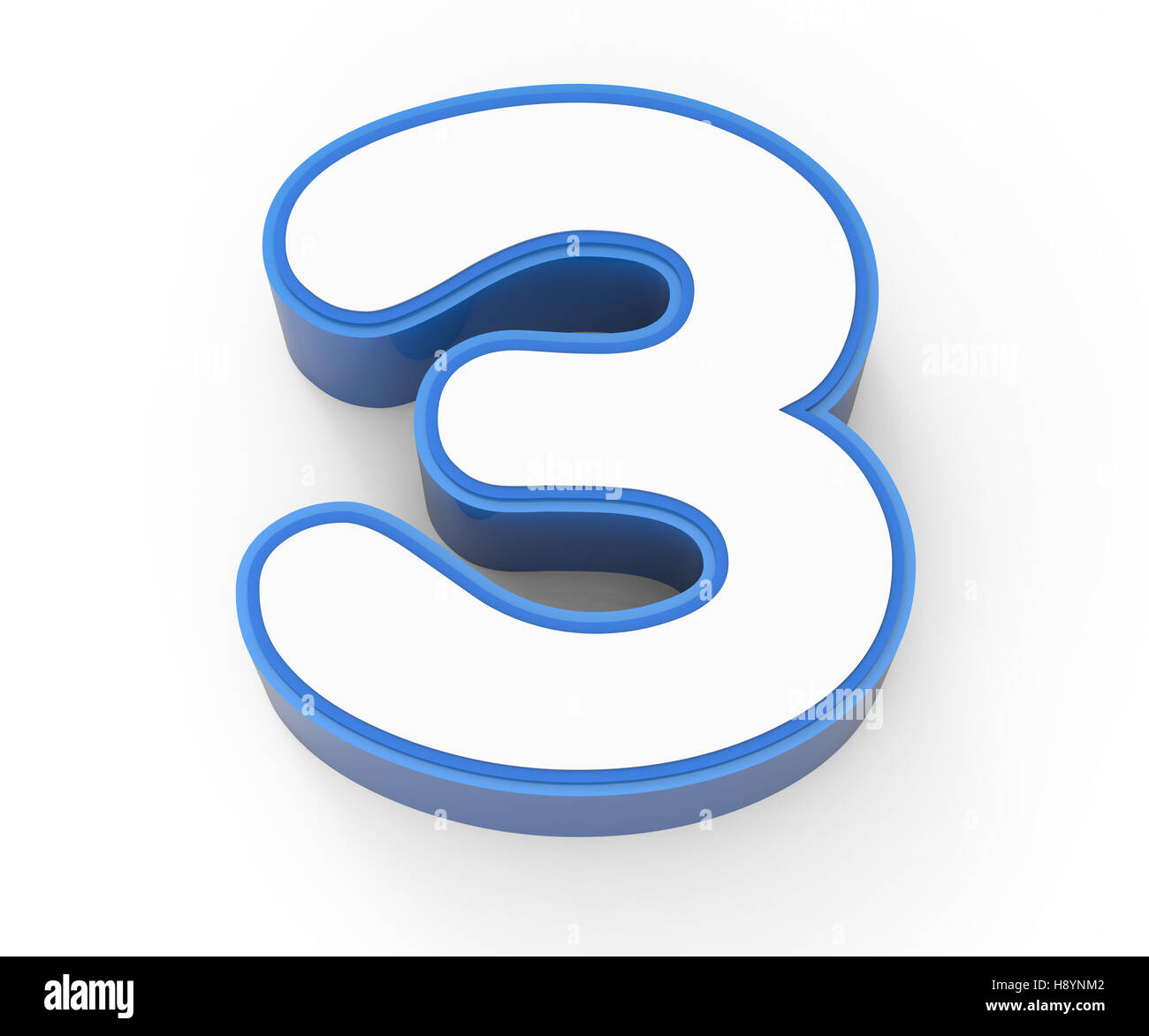 blue framed white number 3, 3D rendering graphic isolated on white ...
