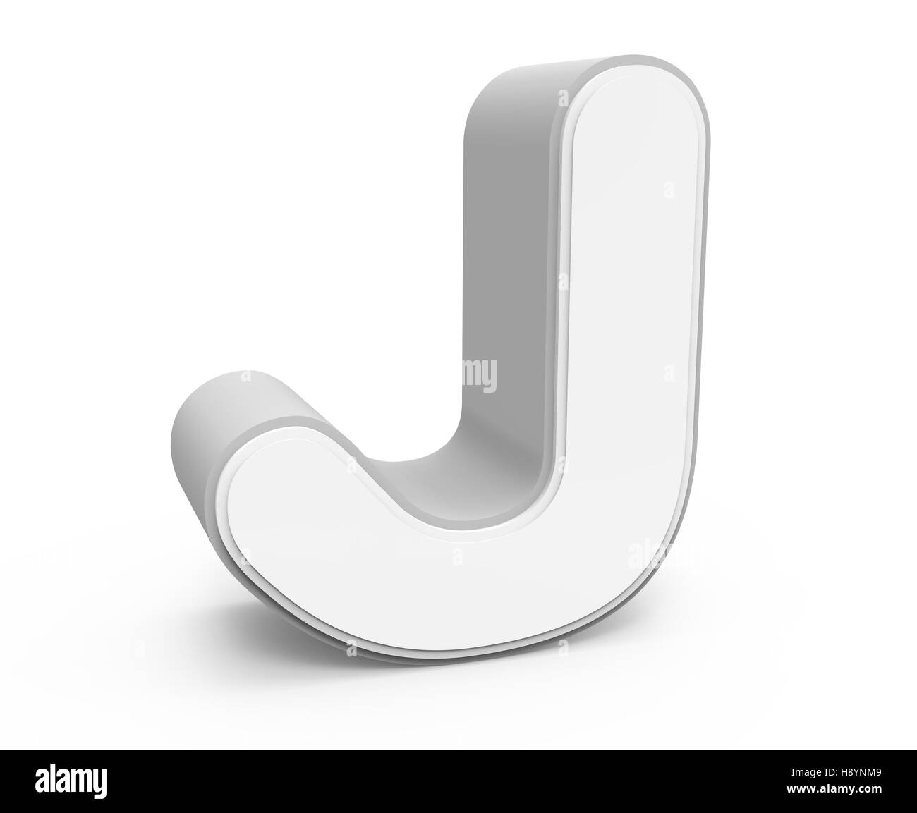 left tilt white letter J, 3D rendering graphic isolated on white ...