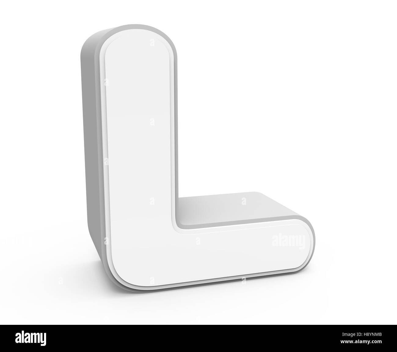 left tilt white letter L, 3D rendering graphic isolated on white ...