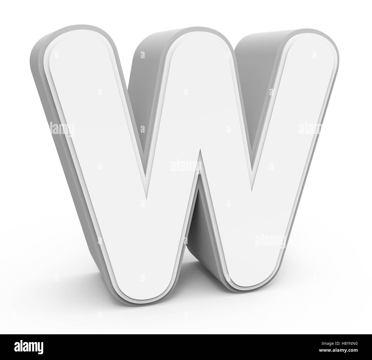 left tilt gray letter W, 3D rendering graphic isolated on white ...