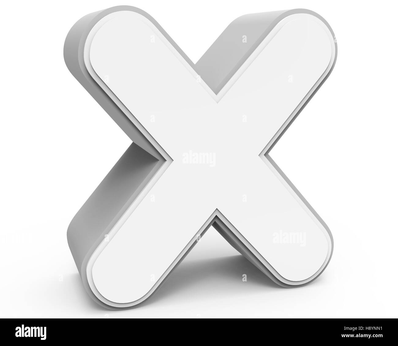 left tilt white letter X, 3D rendering graphic isolated on white ...