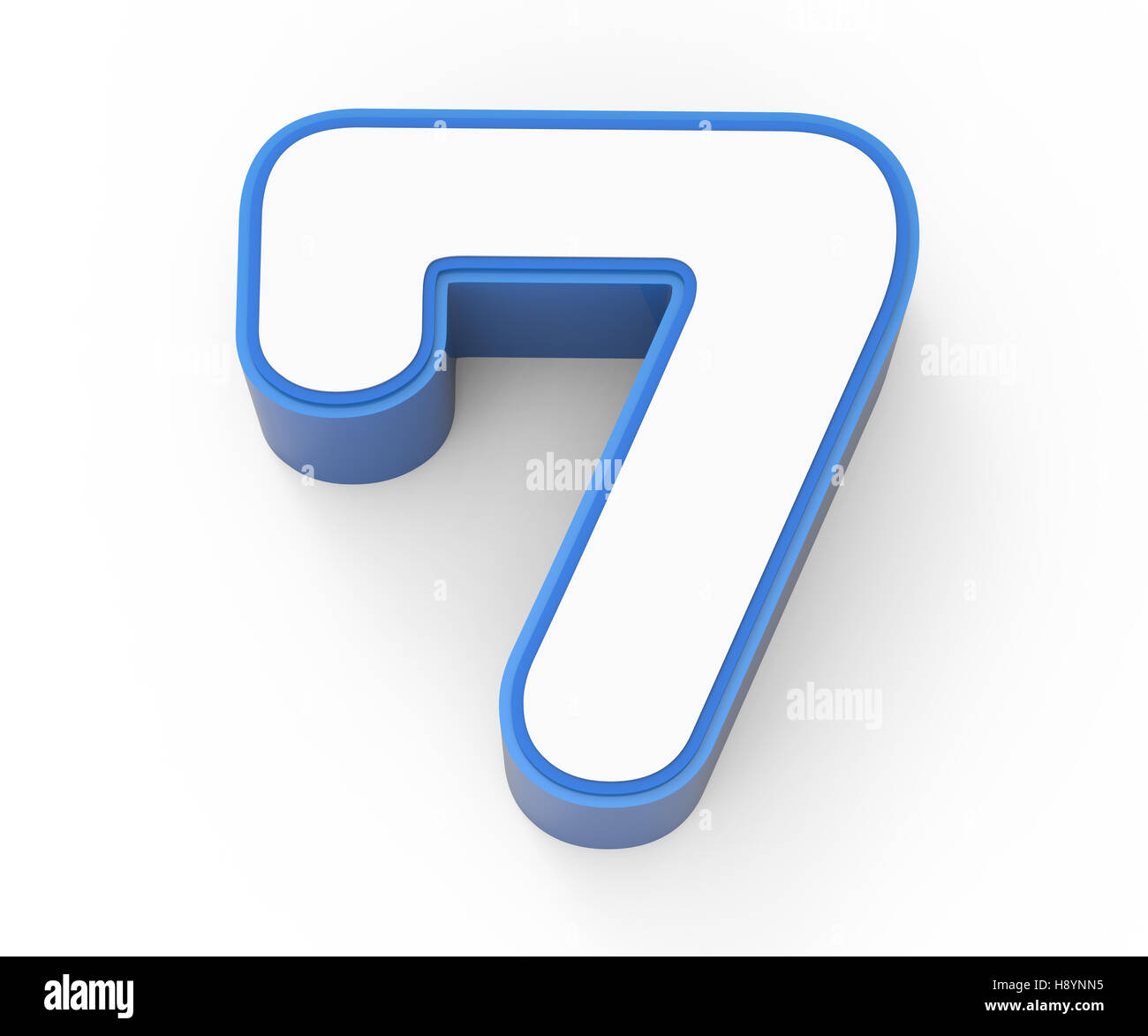 blue framed white number 7, 3D rendering graphic isolated on white ...