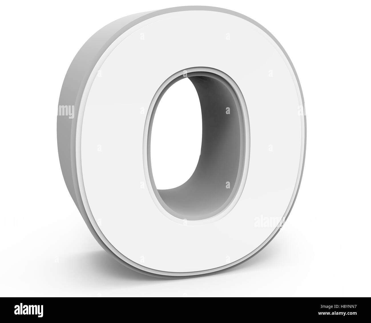 left tilt white number 0, 3D rendering graphic isolated on white ...