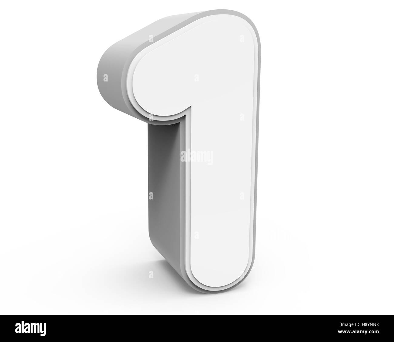 left tilt white number 1, 3D rendering graphic isolated on white ...