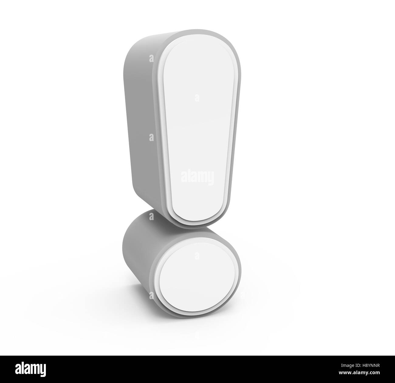 left tilt white exclamation mark, 3D rendering graphic isolated on ...
