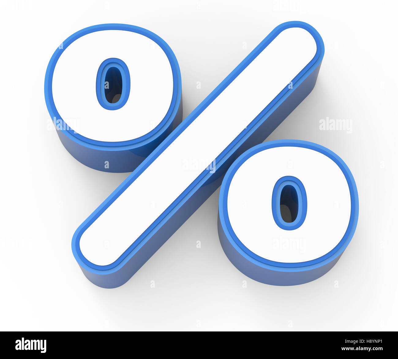 blue framed white percent mark, 3D rendering graphic isolated on white ...