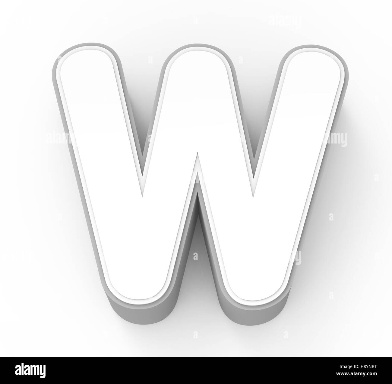 white letter W, 3D rendering graphic isolated on white background Stock ...