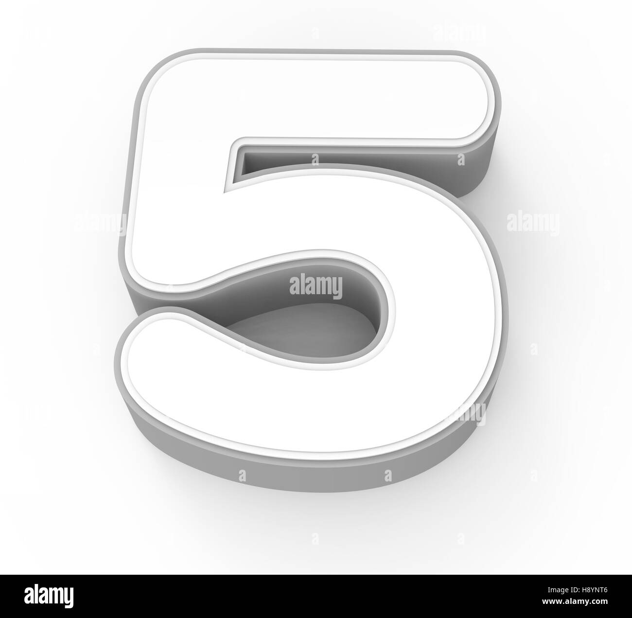 white number 5, 3D rendering graphic isolated on white background Stock ...