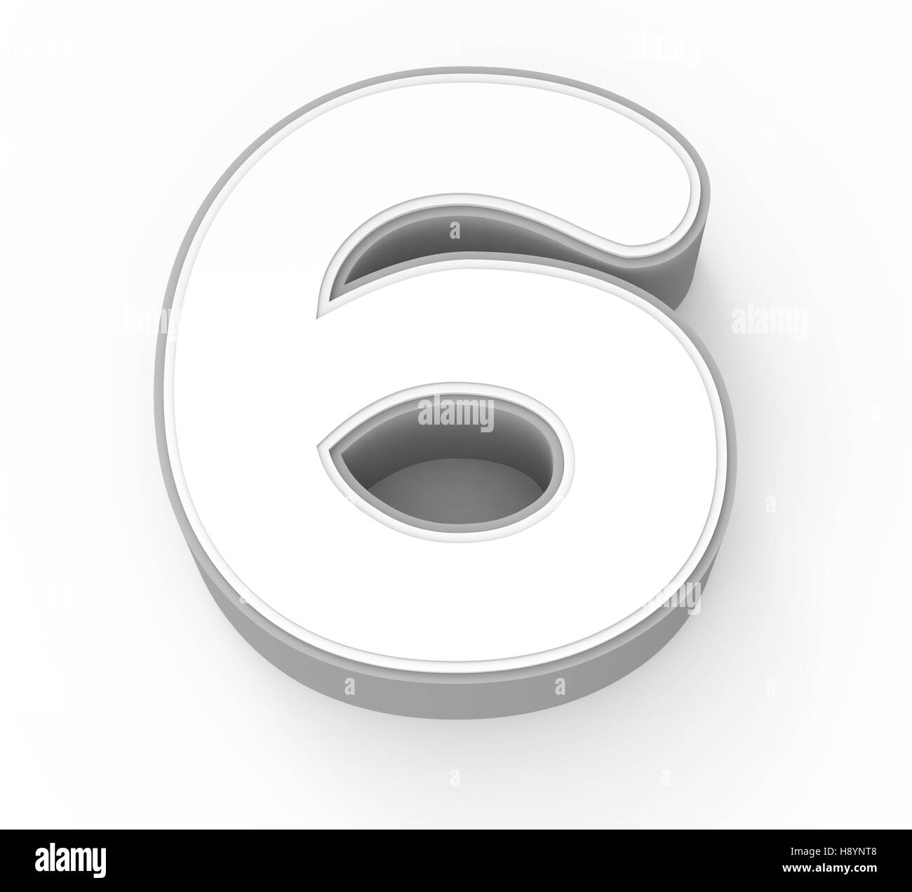 white number 6, 3D rendering graphic isolated on white background Stock ...