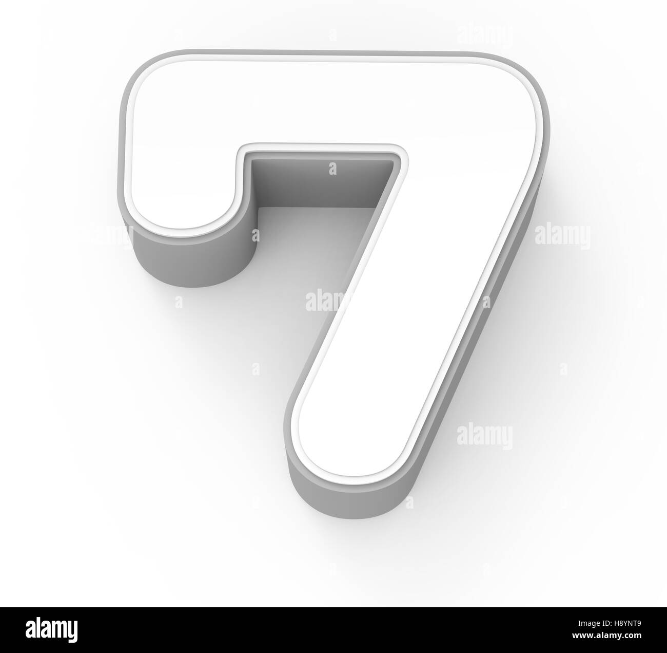 white number 7, 3D rendering graphic isolated on white background Stock ...
