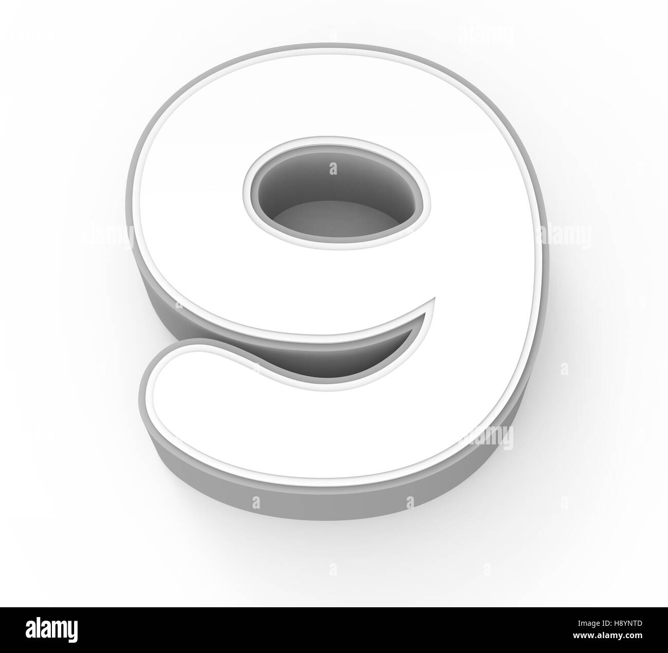 white number 9, 3D rendering graphic isolated on white background Stock ...