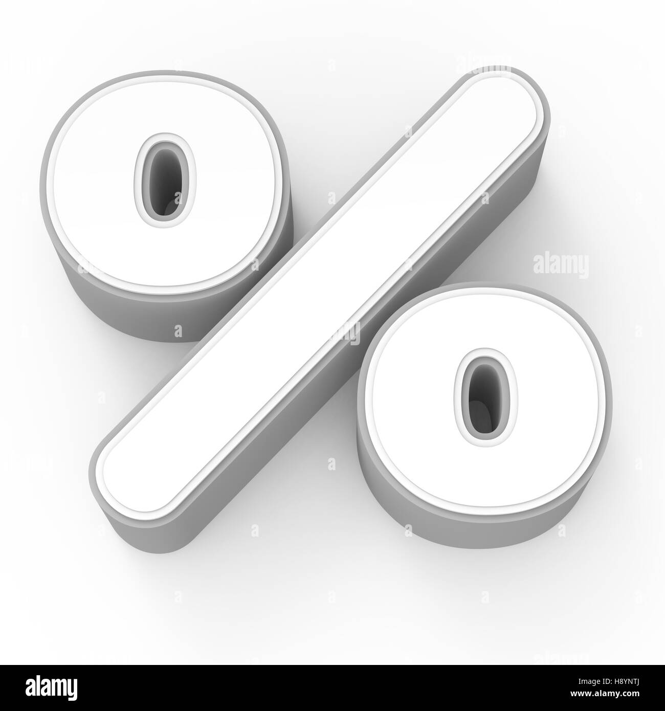 white percent mark, 3D rendering graphic isolated on white background ...
