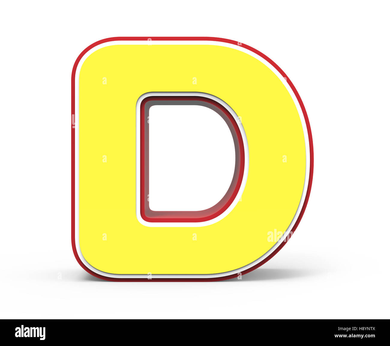 yellow letter D, 3D rendering graphic isolated on white background ...