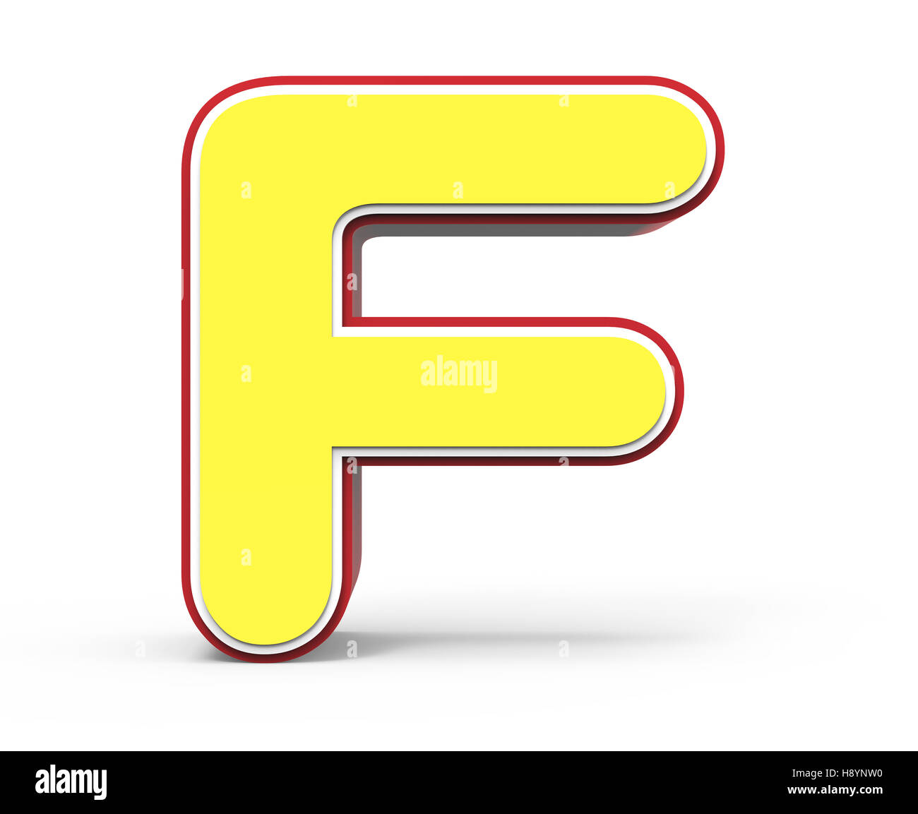 yellow letter F, 3D rendering graphic isolated on white background ...