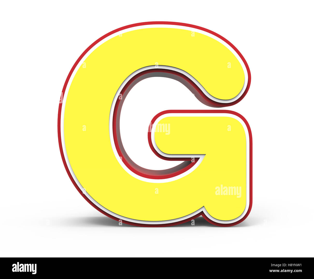 yellow letter G, 3D rendering graphic isolated on white background ...