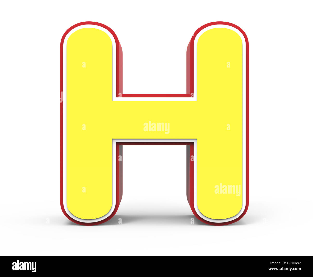yellow letter H, 3D rendering graphic isolated on white background ...